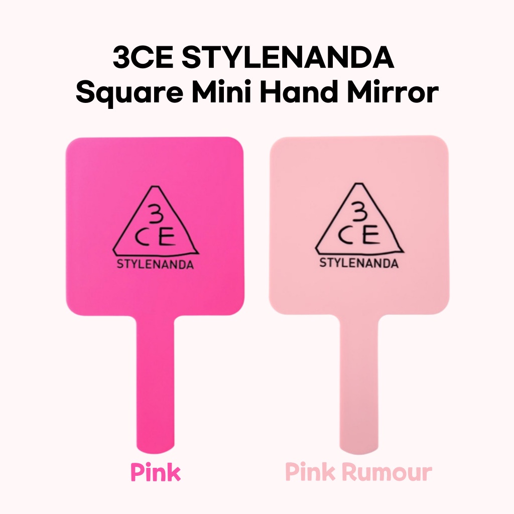 3CE Portable Square Mini Hand Mirror 2 Colors Pink Pink Rumour Perfect ...