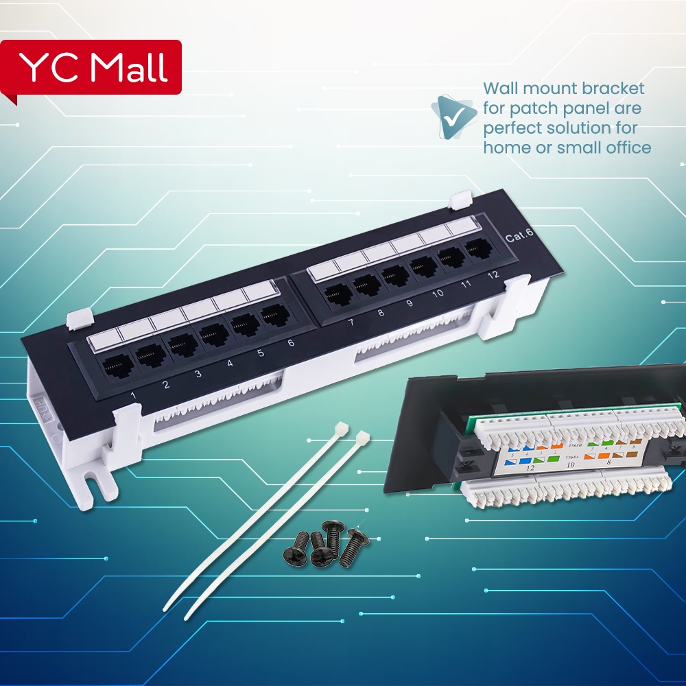 12 Port Cat6 Utp Mini Patch Panel With Wallmount Bracket Shopee Malaysia