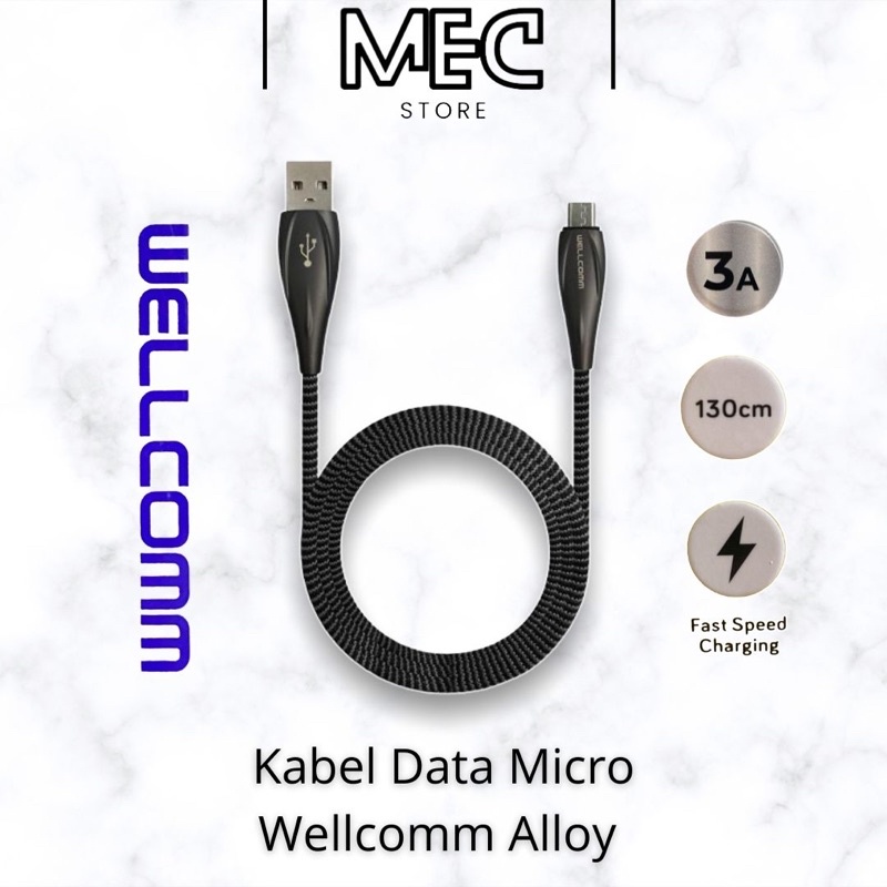 Original Micro Fast Charging Wellcomm Alloy C 3A Data Cable | Shopee ...