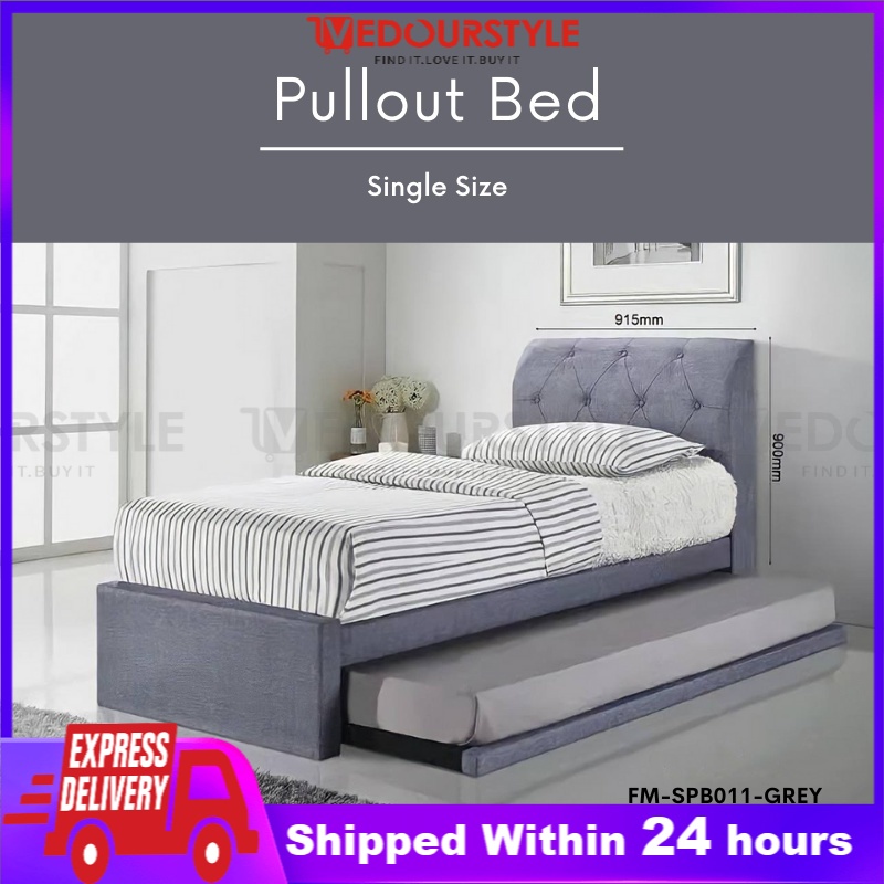 Vedourstyle Single Pull Out Fabric Bed Frame Katil tarik Katil Kain ...