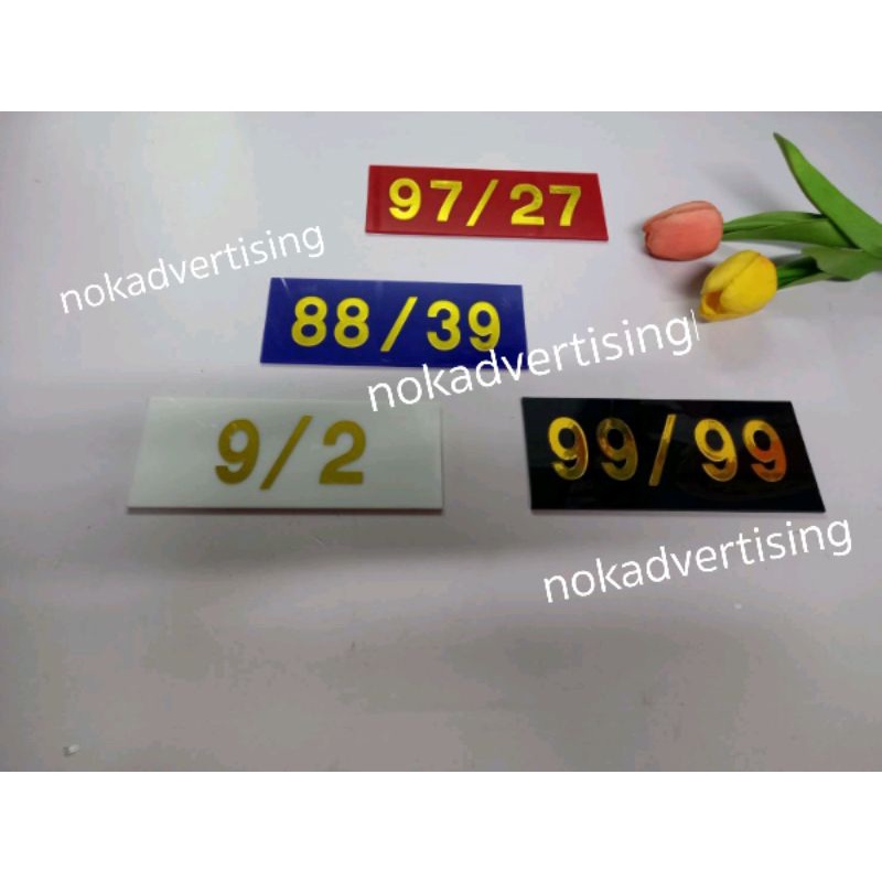 Acrylic Room Number Sign Attached To Gold Sticker Die-Cut Size 6 × 15cm ...
