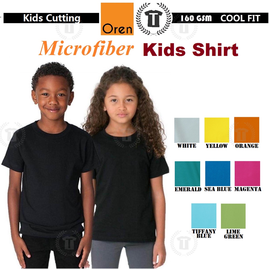 【Premium Kids】Microfiber Plain T-Shirt Round Neck Kids Baby Boy Girl ...