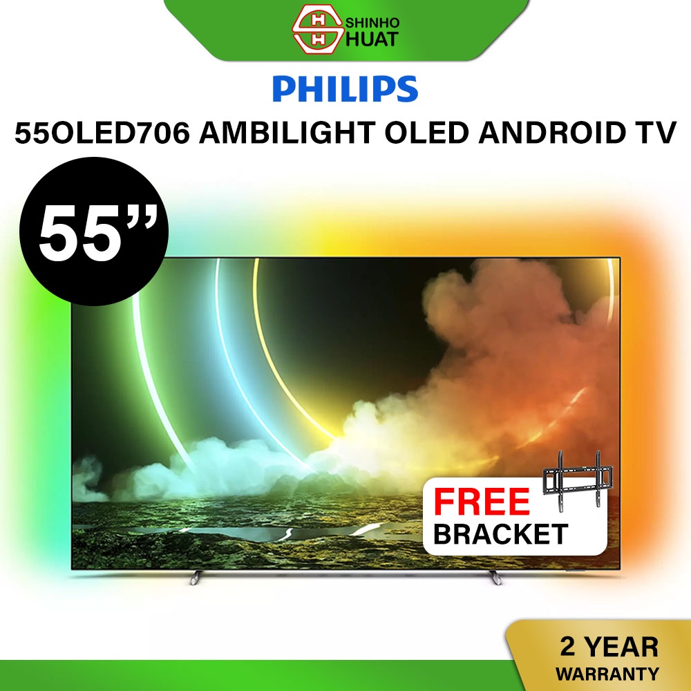 [ Ambilight OLED TV ] Philips 55OLED706 55 Inch 4K UHD Android TV OLED ...