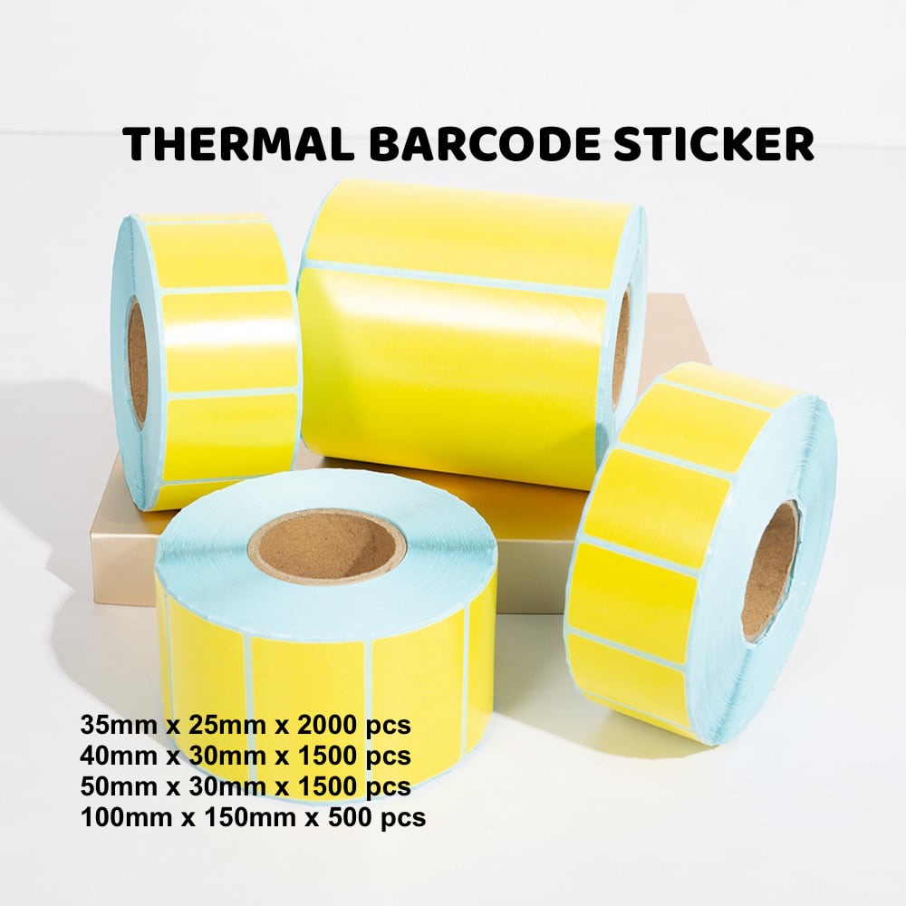 YELLOW Thermal Price Label Barcode Label Thermal Paper Sticker Product ...