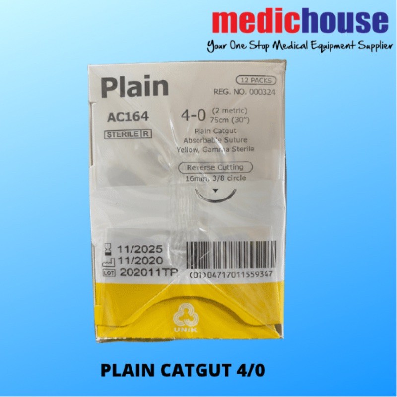 PLAIN CATGUT absorbable suture for circumcision 4/0 12 packs Exp:01/ ...