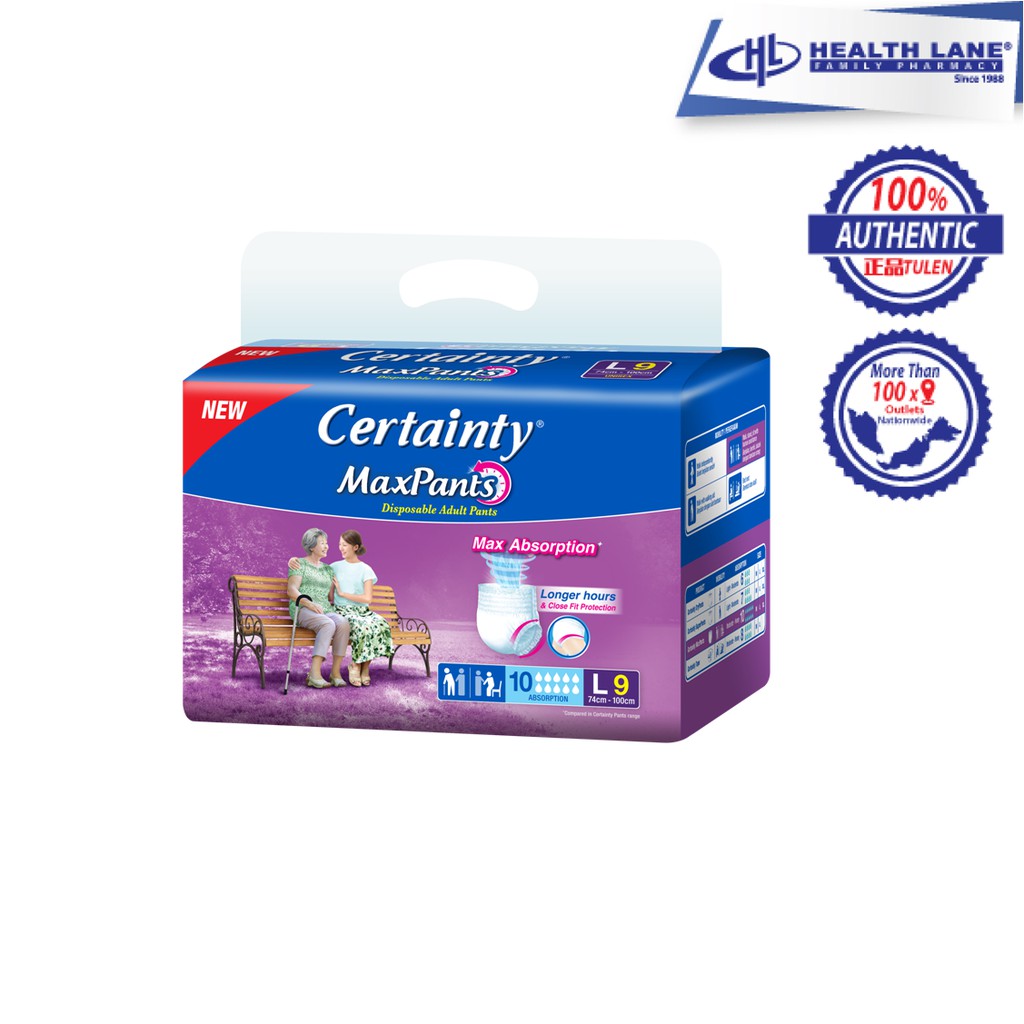 CERTAINTY ADULT DIAPERS MAXPANTS REGULAR(L SIZE - 9'S) | Shopee Malaysia
