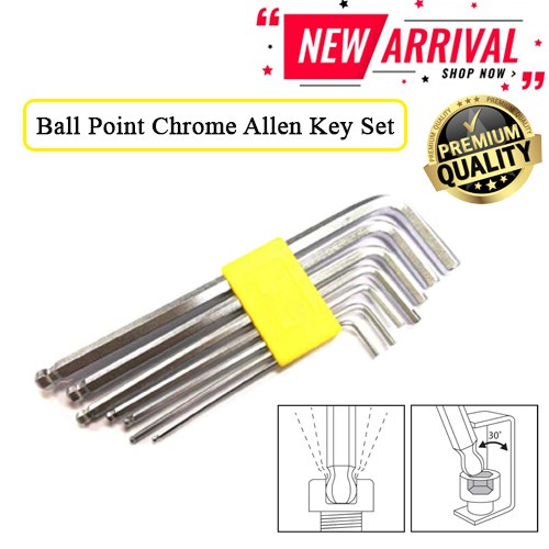 7PCS / 9PCS Chrome Long Type Ball Point Allen Key Set Hexagon head ...
