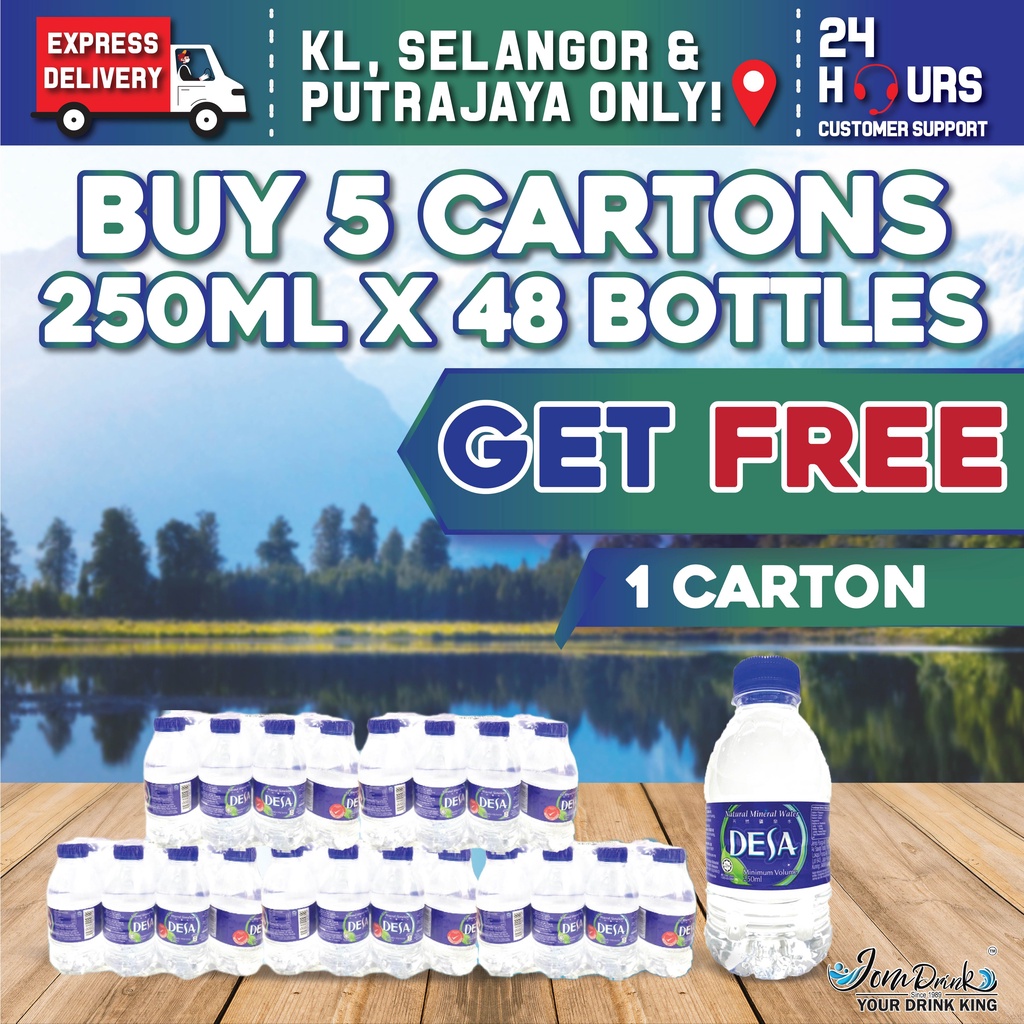 BUNDLE OF 5 CARTONS : DESA MINERAL WATER 250ML x 48 BOTTLES | Shopee Malaysia