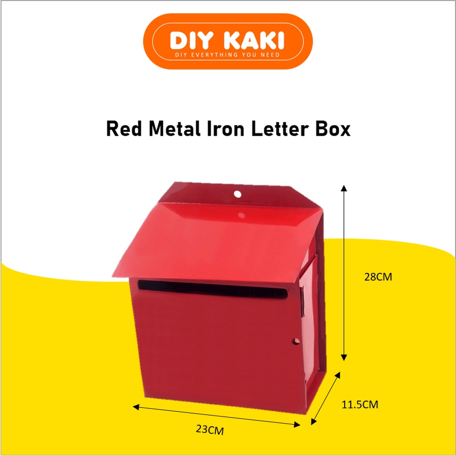 COIL Iron Metal Letter Box Home / Red mail box Home/ Peti Surat Besi ...