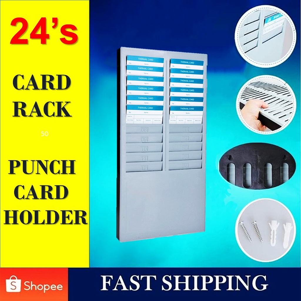 24 COLUMN PUNCH CARD HOLDER/ PUNCH CARD RACK 24SLOT/ TIME RECORDER ...