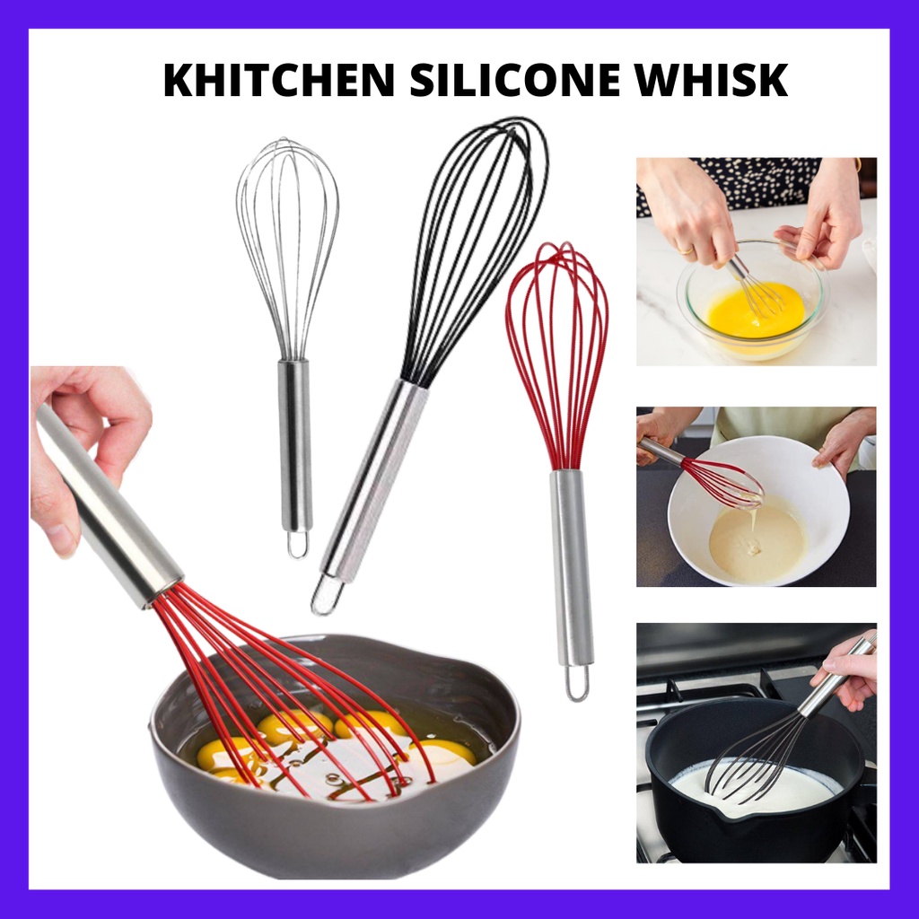 Stainless Steel Egg Easy Whisk Mixer Hand Whisk Silicone Pemukul Telur ...