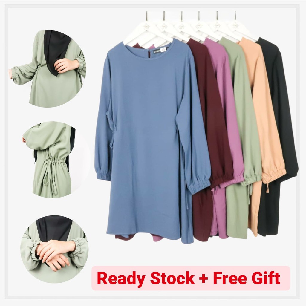 QFM Muslimah Fashion PLUS SIZE Blouse Labuh | Women Plain Fashion Long ...
