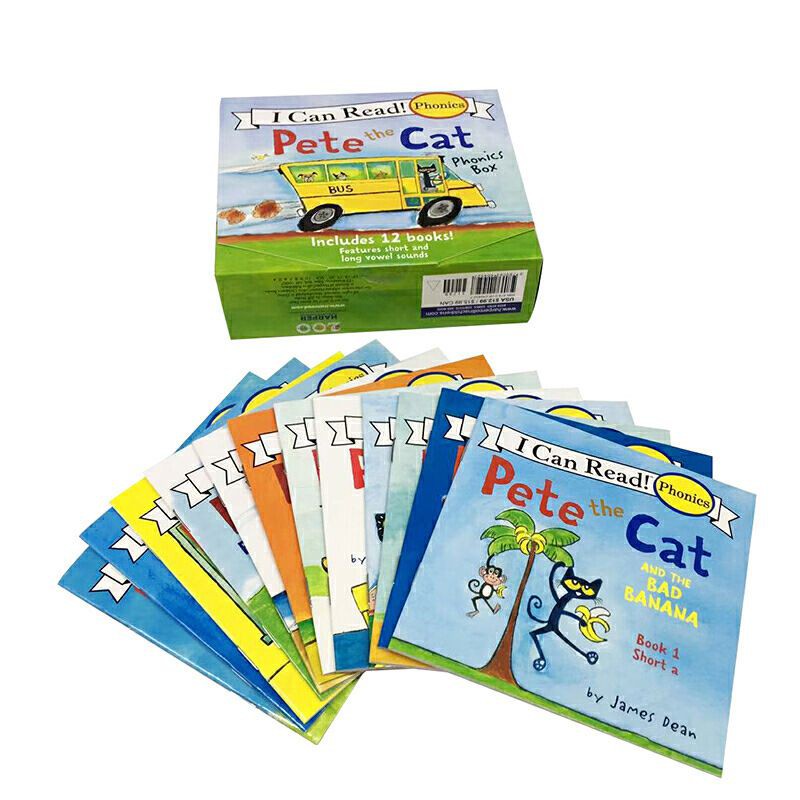 READY STOCK-(WITH BOX)12 books Pete the Cat Phonics I Can Read Pete Cat ...