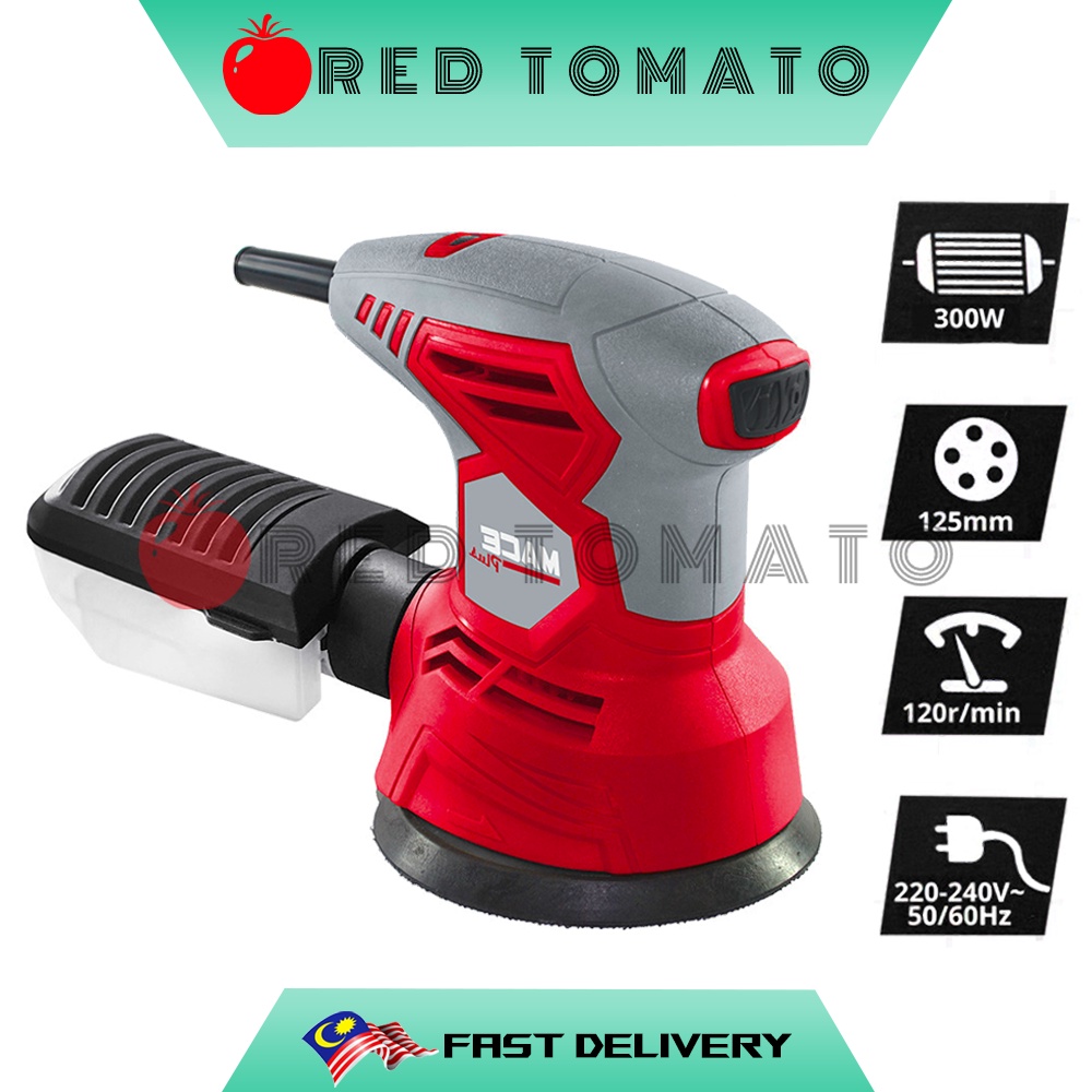 RED TOMATO MACE Plus 300W Rotary Sander 125mm Heavy Duty Sanding Tool ...