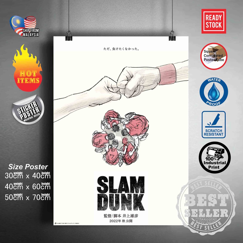 （READY STOCK）Slam Dunk Poster Japanese Anime Wall Poster Sticker Poster ...