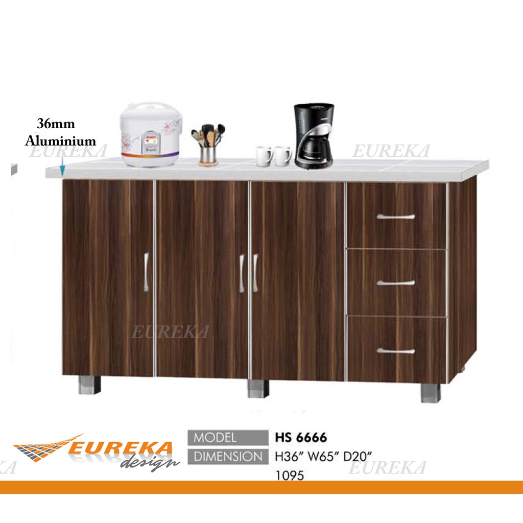 EUREKA 5.5ft Low Kitchen Cabinet/Kabinet Dapur Aluminium Edges Drawer ...