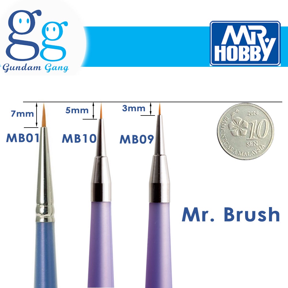 Mr. Hobby Mr. Brush MB01 Round | MB09 Round Super Fine | MB10 Round Fine [Gundam Gang] | Shopee ...