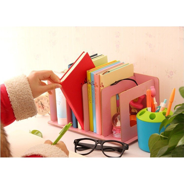 BD DIY Wooden Desk CD Holder File Storage Rack Shelf Books (Random ...