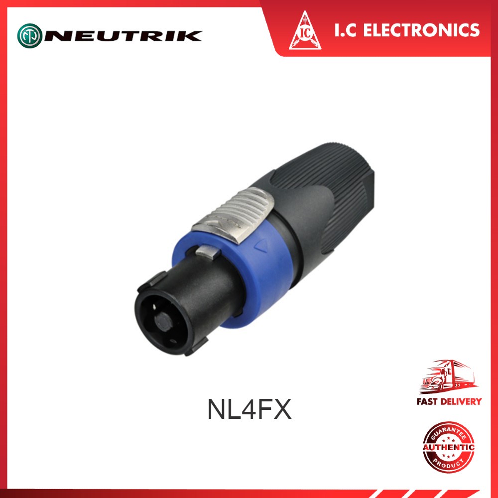 NEUTRIK NL4FX 4 pole cable connector, chuck type strain relief, dark ...