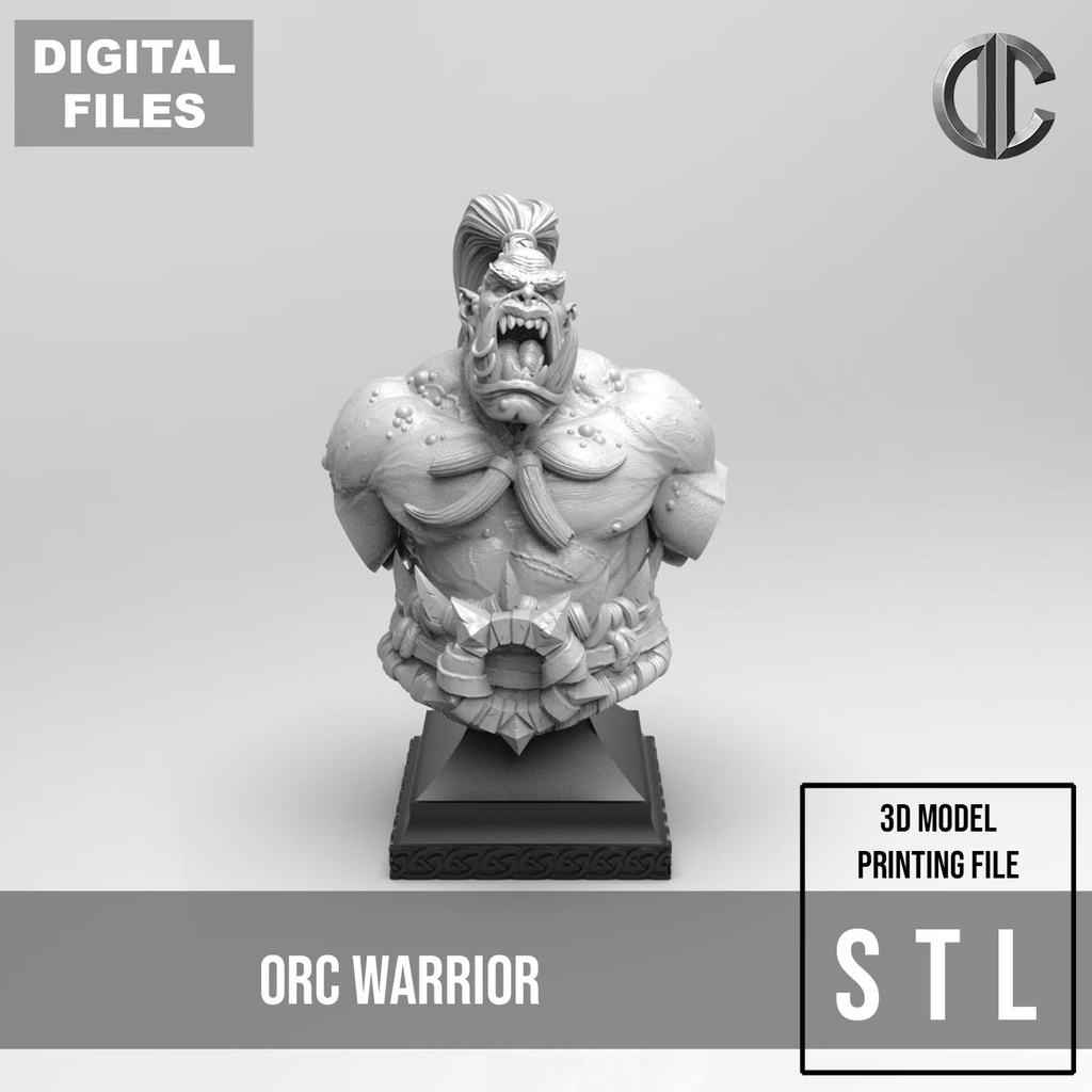 E341 - Legendary design bust, The orc warrior bust design statue, STL ...