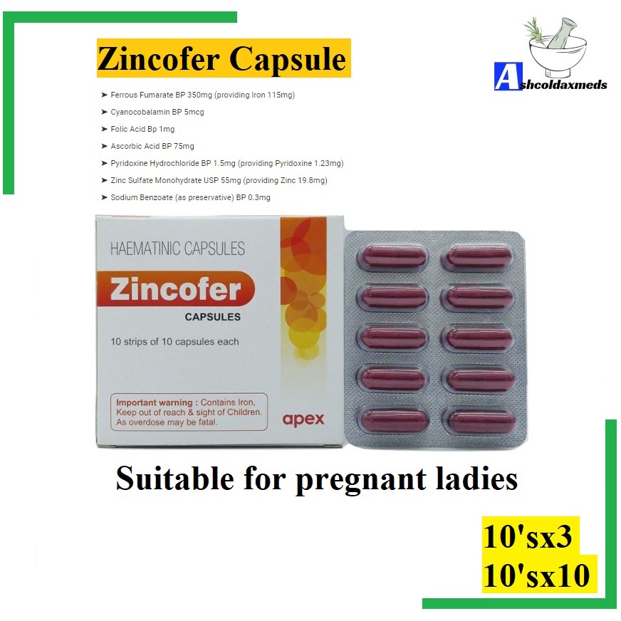 Zincofer (Vitamin Tambah Darah) 10'sx3 OR 10sx10 EXP02/2026 | Shopee ...