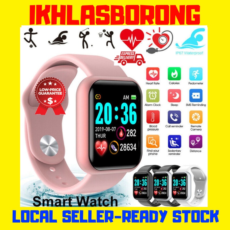 Y68 Smart Watch Fitness Tracker Digital Heart Jam Tangan Wanita Lelaki ...