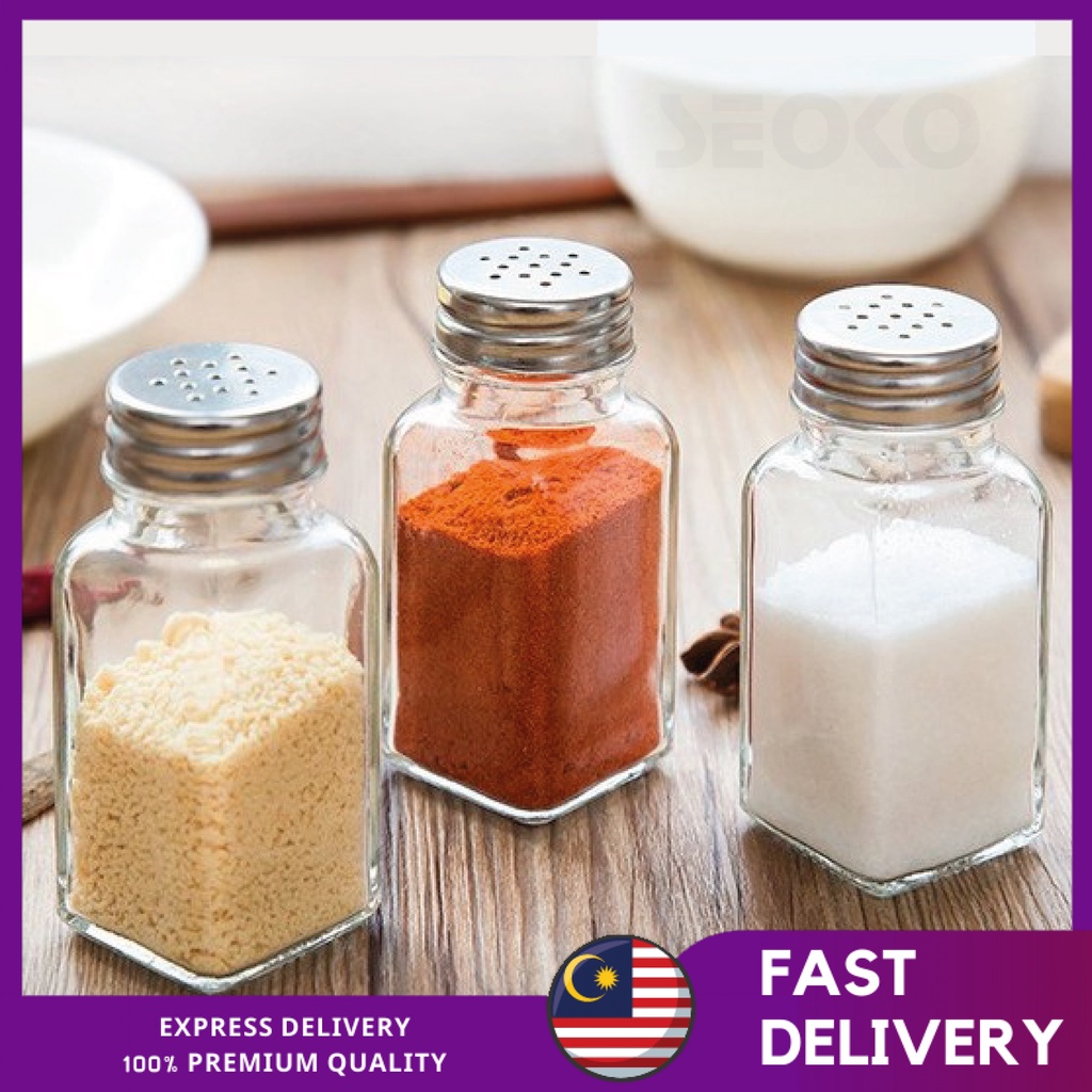 Glass Sprinkler Pepper Roast MSG Salt Shaker Sealable Seasoning Bottle ...