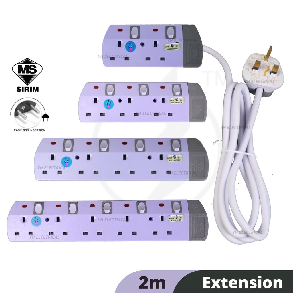 SSS 2 / 3 / 4 /5 Ways Extension Socket Trailing Cord Extension Plug ...