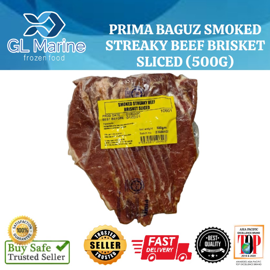 PRIMA BAGUZ SMOKED STREAKY BEEF BRISKET SLICED (500G) [KLANG VALLEY ...
