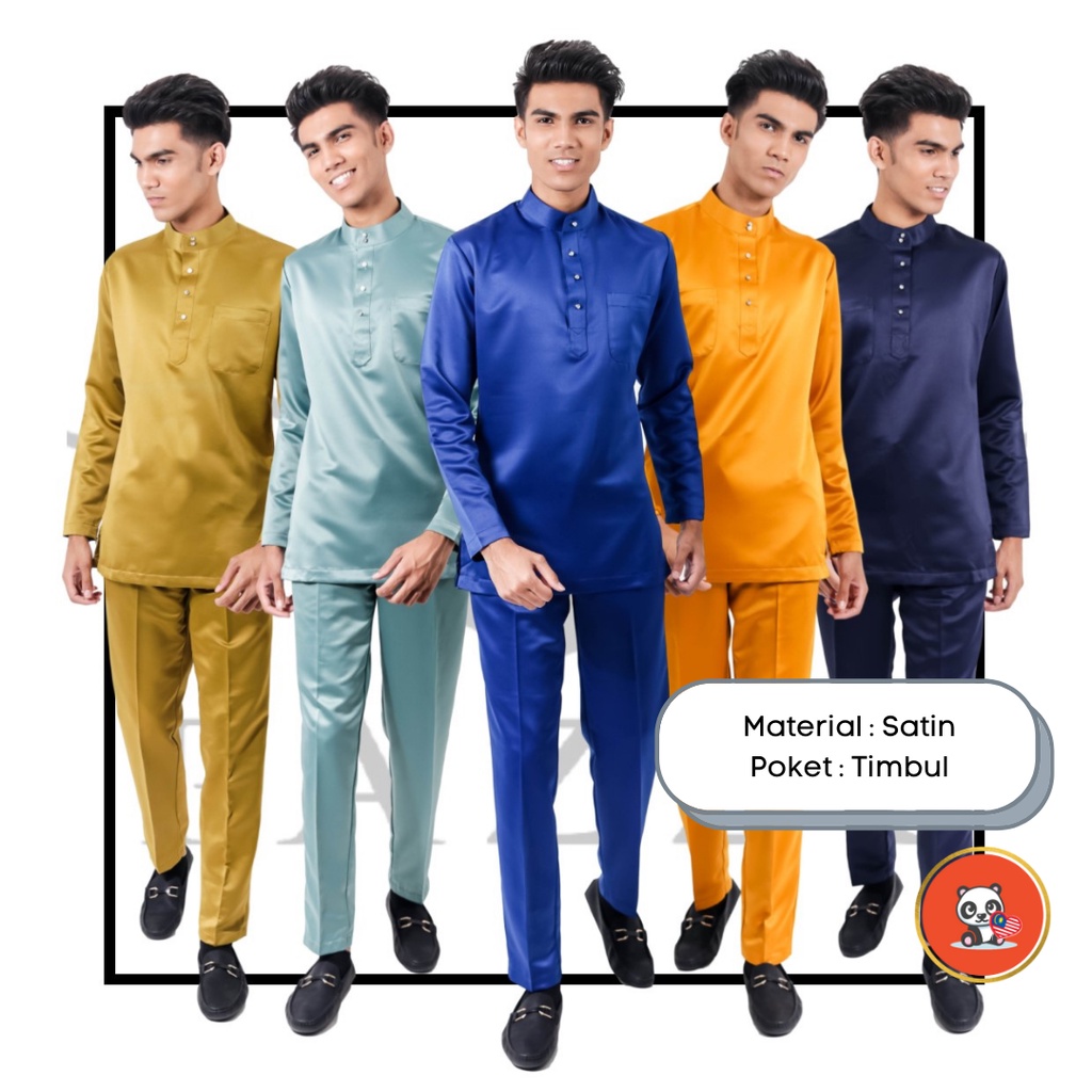 [Satin Series] 15 Colour Baju Melayu Slim Fit Satin Royal Blue, Gold ...