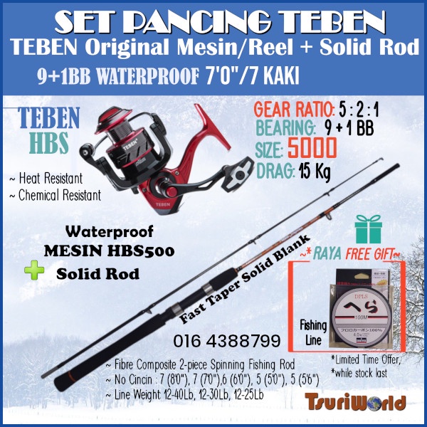 [Promo PancingSet Joran+Mesin] TEBEN HBS 5000 Original Mesin/Reel (9+1 ...