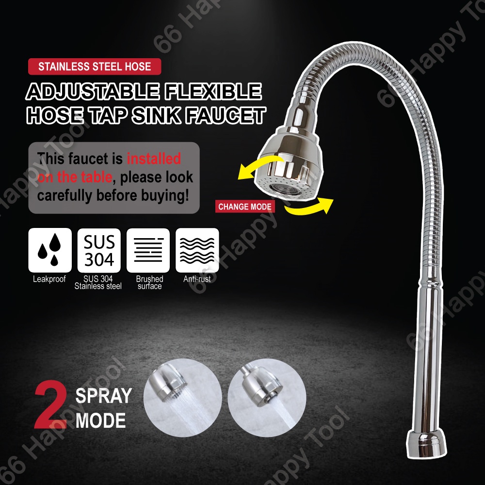 Flexible Hose Tap Sink Faucet Adjustable Anti-Rust Stainless Steel ...