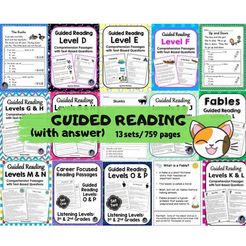 A76 - Printable Guided Reading Bundle (with answer) 13 sets 726 pages ...