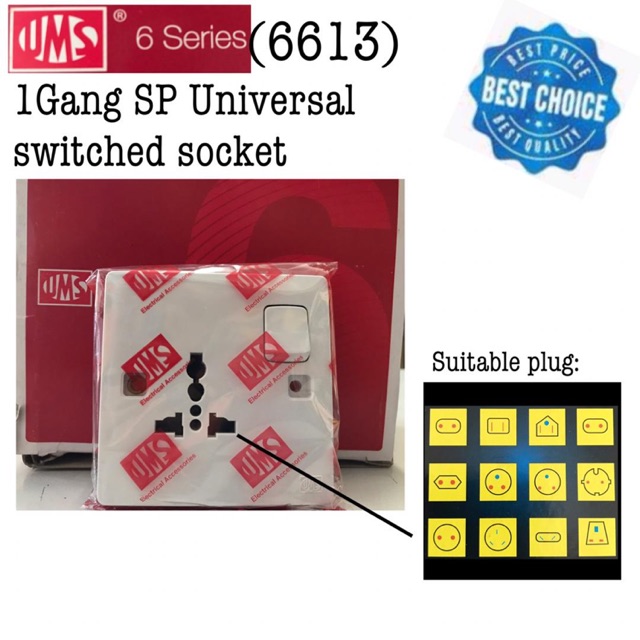 (READY STOCK) UMS 6Series 6613 1Gang SP Universal Switched Socket ...