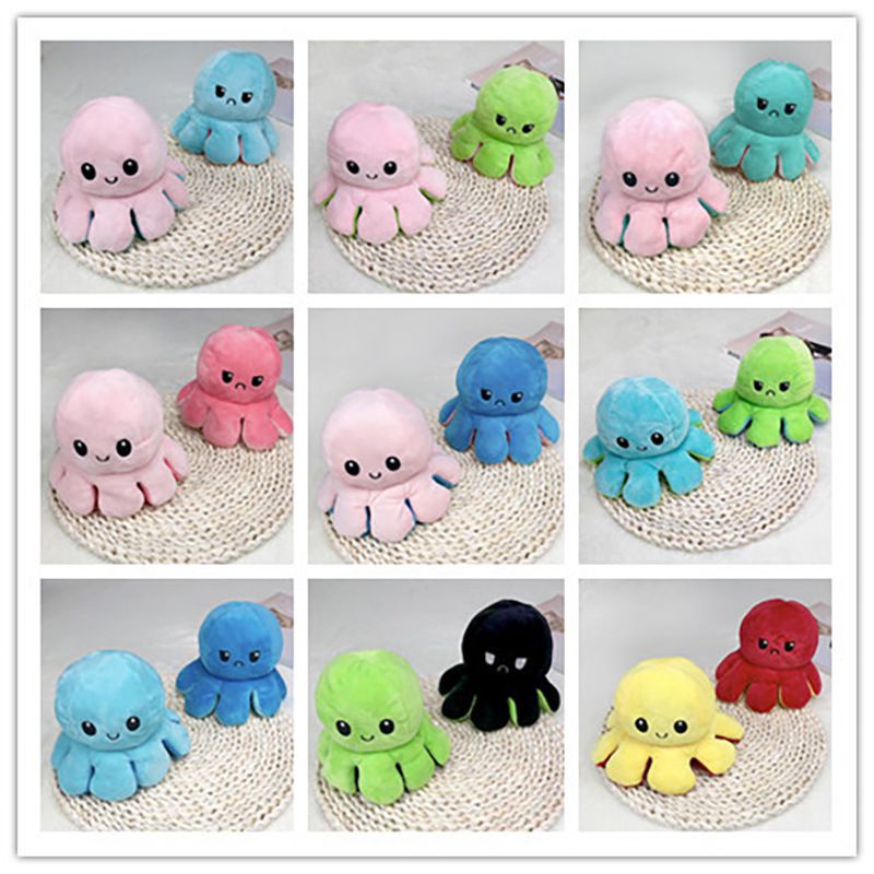 Flip Double-sided Adorable Reversible Octopus Plush Toy For Kids Soft ...