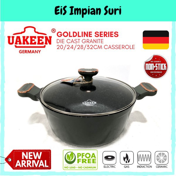 (Ready Stock!!) UAKEEN Germany 20/24/28/32cm Non Stick Die-Granite Casserole Cookware Set Periuk ...