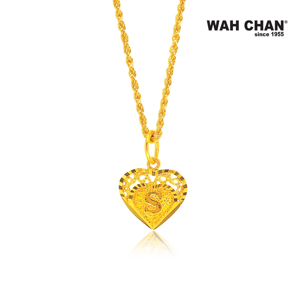 WAH CHAN Heart Initial S Initial T Initial Y Initial Z 916 Gold Pendant ...