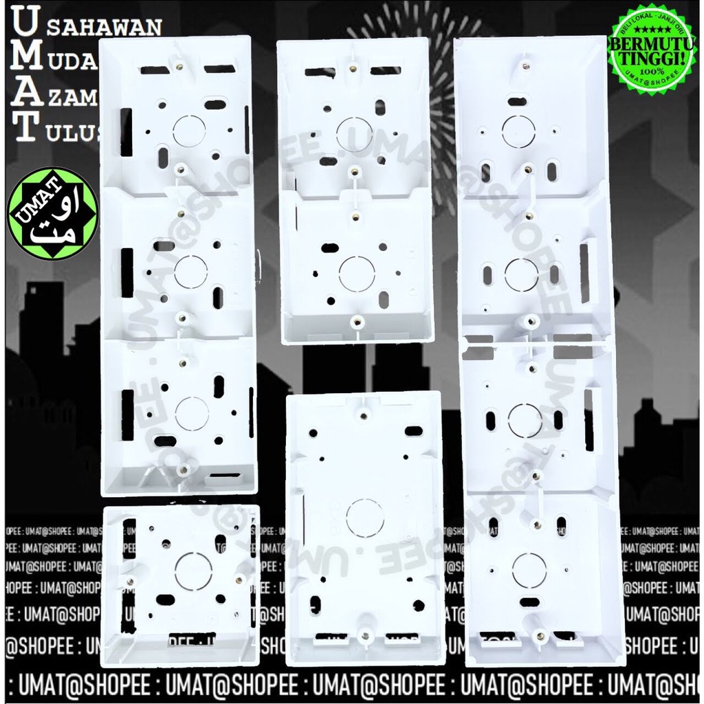 Kotak Teracu Soket Suis Dinding PVC Surface Switch Socket Nut Box 3x3 ...