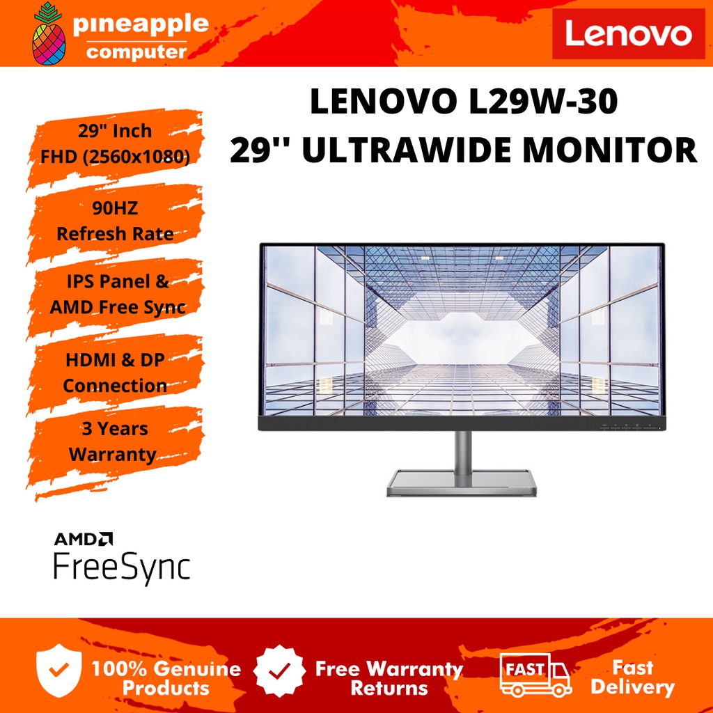 Lenovo L29W-30 Monitor QHD/IPS Panel/HDMI/DP/Speaker/SRGB (31.5"/4ms ...
