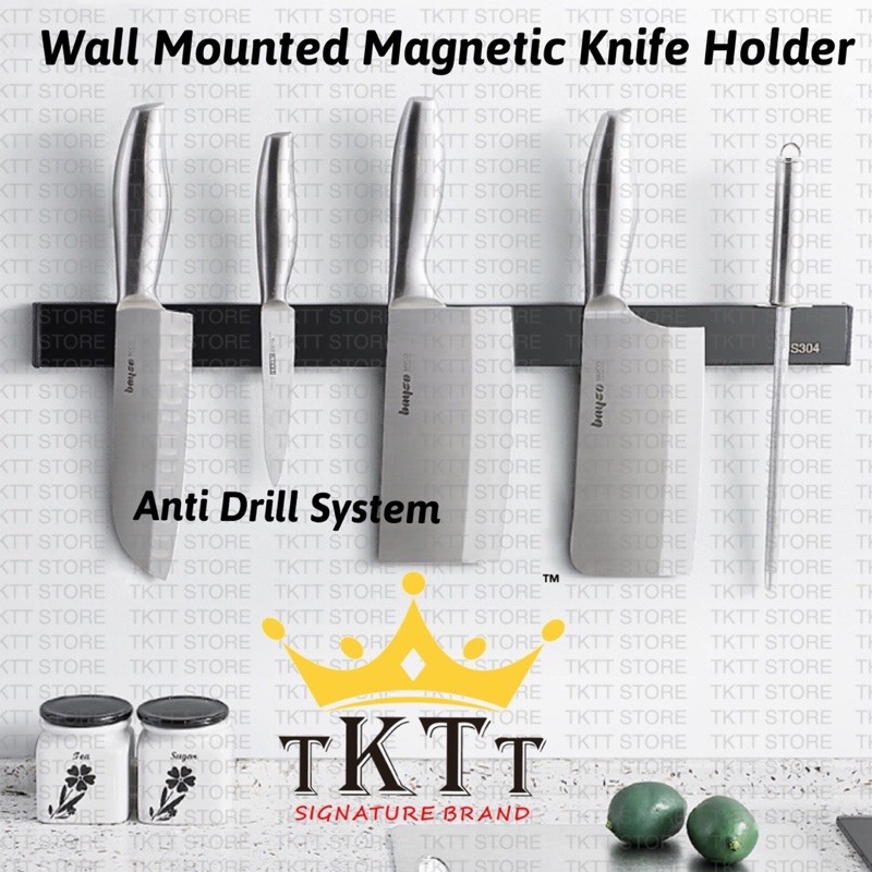 2.TKTT Galvanised Magnet Knife Holder Anti Drill Wall Mounted ...
