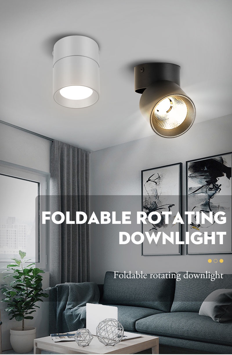 3 Colors Led Downlight Spotlight Foldable Ceiling Lights 220V Surface ...