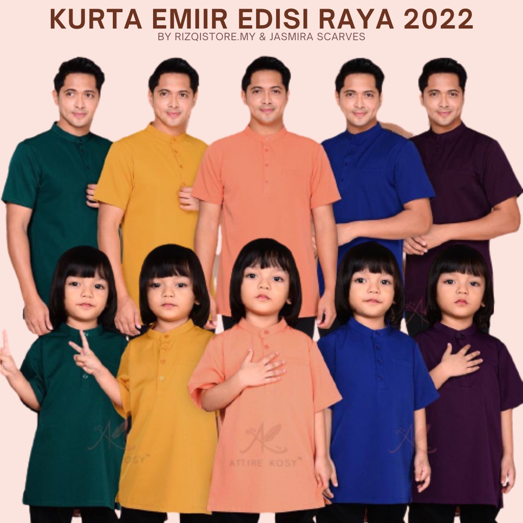 JASMIRA RAYA 2022 KURTA EMIIR SHORT SLEEVE DEWASA DAN BUDAK SAIZ XS-4XL ...