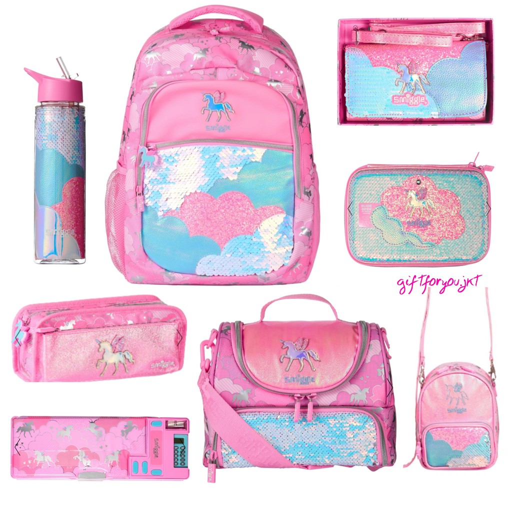 Smiggle Backpack Girls School Backpack Pink Unicorn Flip Sequin Lunar ...