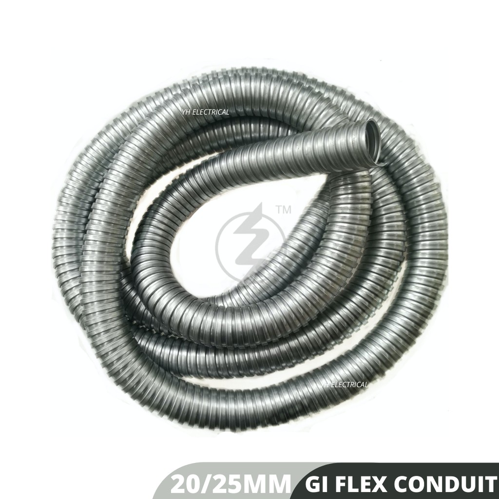 3/4 INCH (20MM) & 1" INCH (25MM ) GI FLEXIBLE CONDUIT (50FT) | Shopee ...