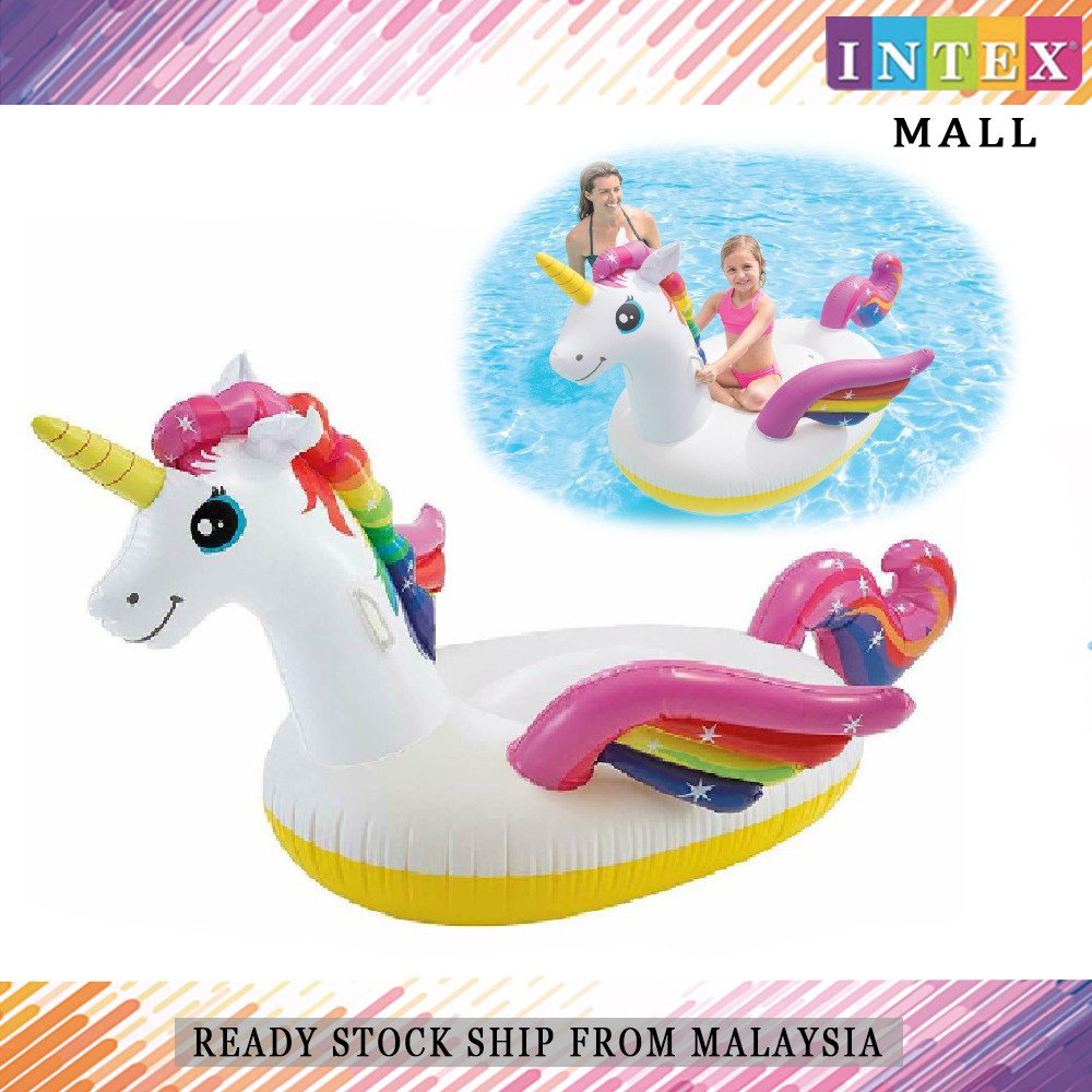 INTEX Inflatable Kid & Adult Swimming Pool Ride-On Colorful Unicorn ...