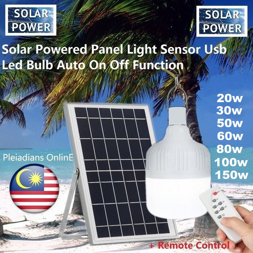 HOMIEE Solar Panel Usb Bulb Remote Ceiling Auto On Off Pelita Lamp ...