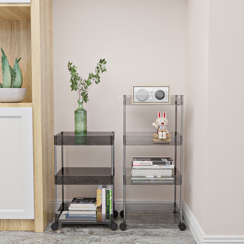 PET Transparent Multi-layer Rack Movable Universal Mobile Trolley Home ...