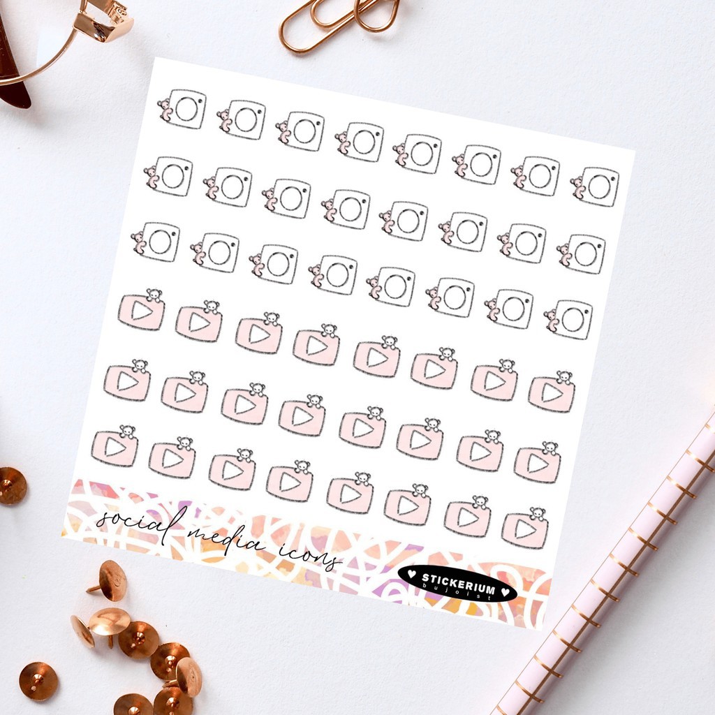 Social media icons planner sticker sheet | Minimalist | Stickerium ...