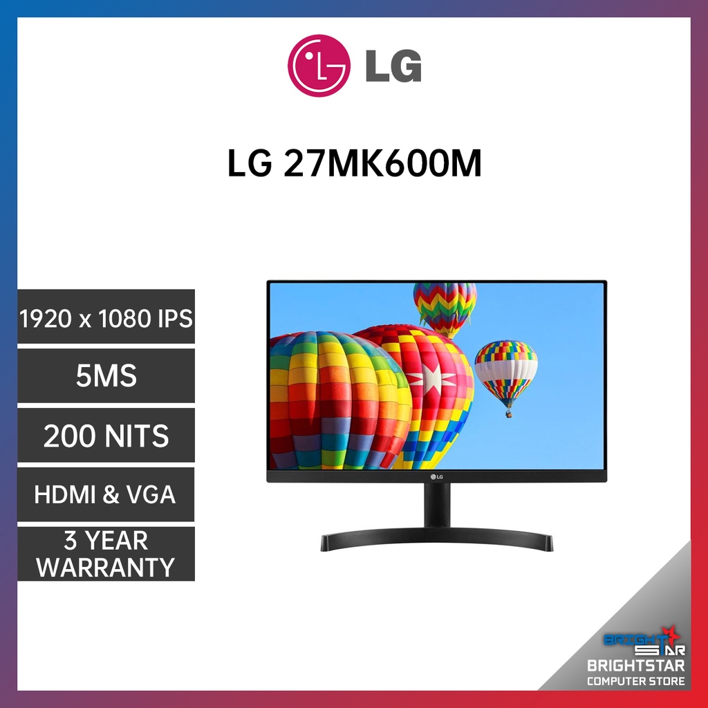 LG 27MK600M 27'' Full HD Virtually Borderless Design IPS Monitor ...