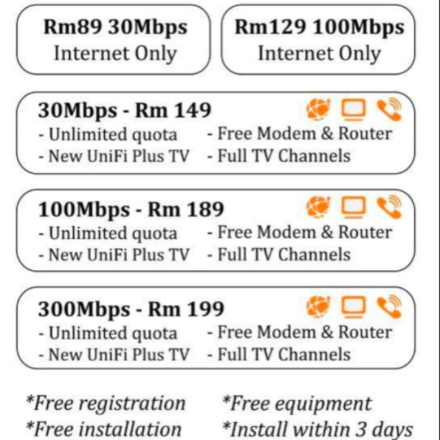 Tm unifi home wifi 30mbps rm89 unlimited if interest can chat with me ...